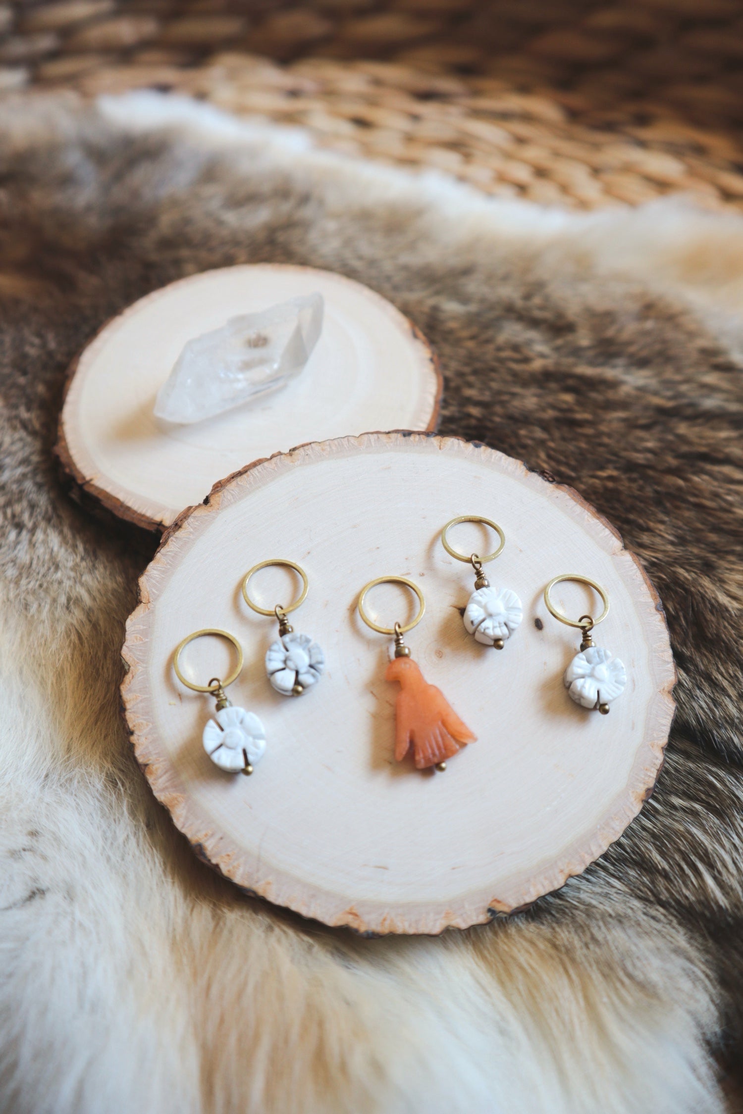 Aventurine Hawk + White Howlite Flower // Stitch Marker Set – Horse ...